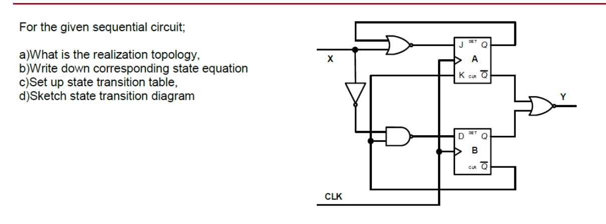 Solved For the given sequential circuit; a)What is the | Chegg.com