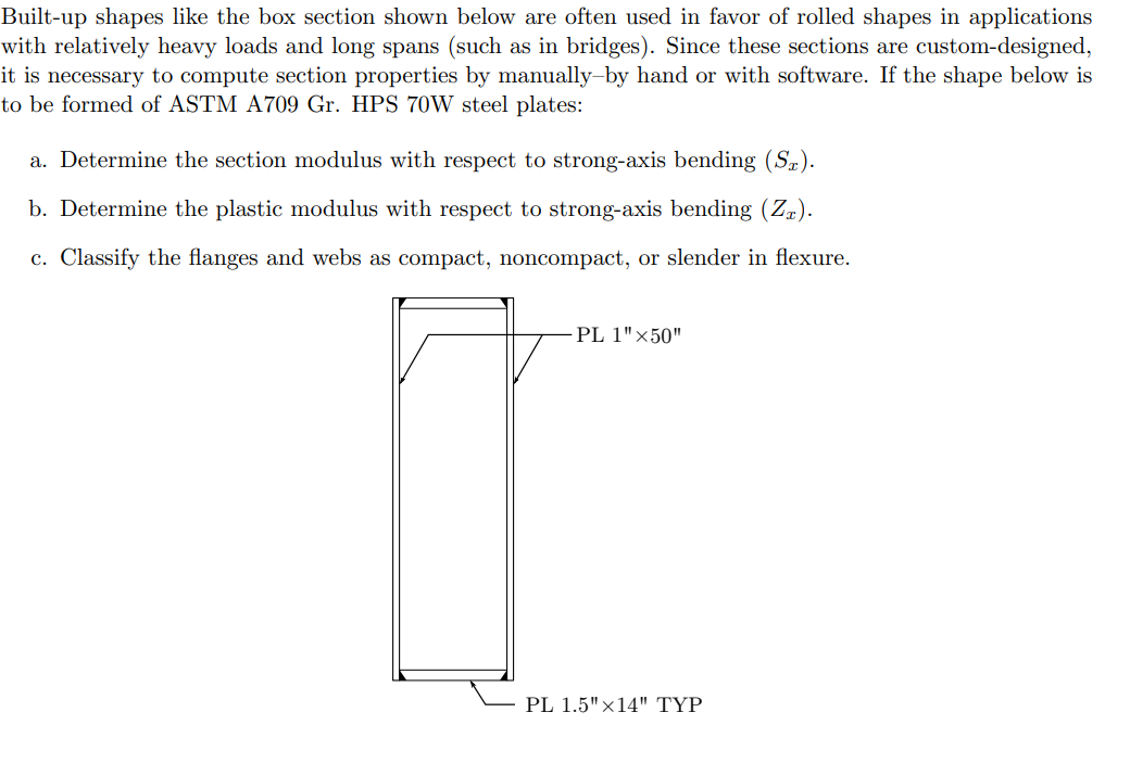 Solved Built-up shapes like the box section shown below are | Chegg.com
