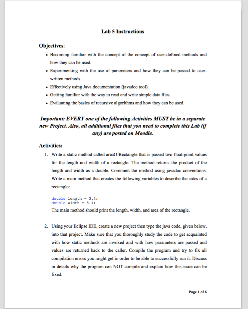 Solved Lab 5 Instructions Objectives: • Becoming familiar | Chegg.com