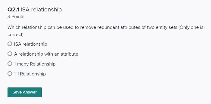 Solved Q2.1 ISA relationship 3 Points Which relationship can | Chegg.com