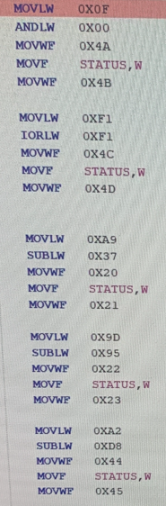 Solved MOVLW OXOF ANDLW OXOO MOVWE MOVE OX4A STATUS, W OX4B | Chegg.com
