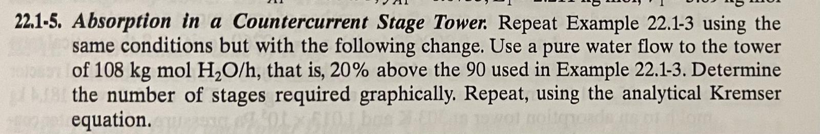 Solved 1-5. Absorption in a Countercurrent Stage Tower. | Chegg.com