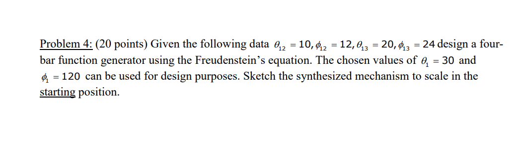 Solved Problem 4: (20 points) Given the following data ₁2 = | Chegg.com