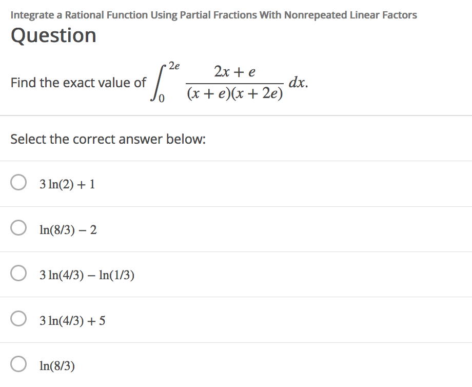 Solved Integrate a Rational Function Using Partial Fractions | Chegg.com