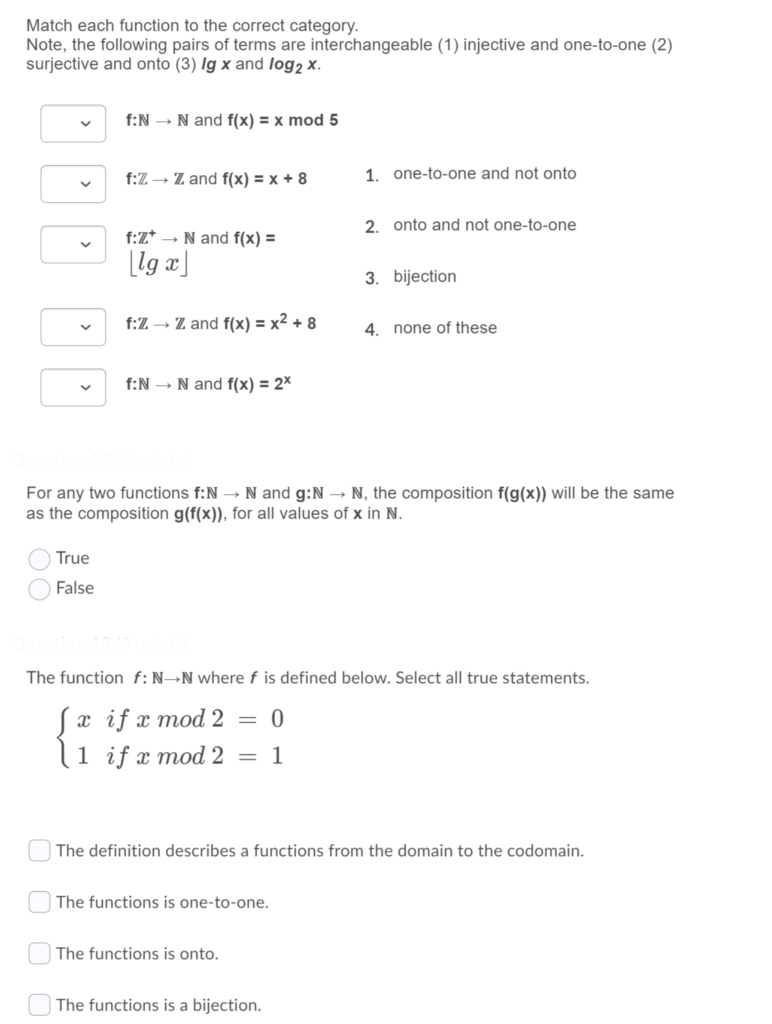 Solved Match each function to the correct category. Note, | Chegg.com