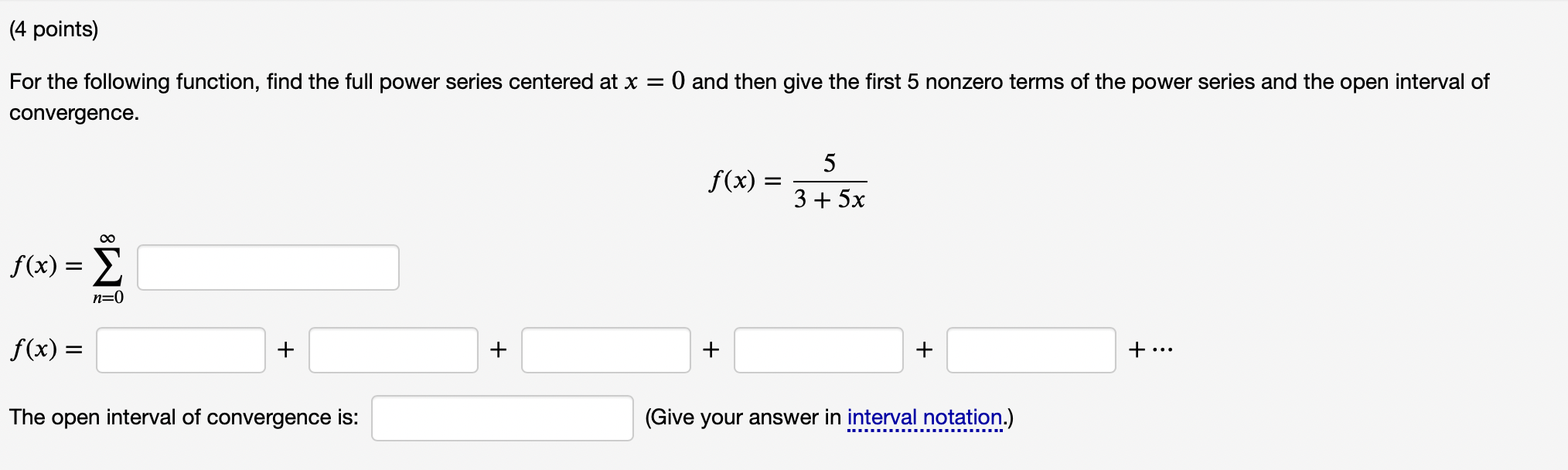 Solved For the following function, find the full power | Chegg.com