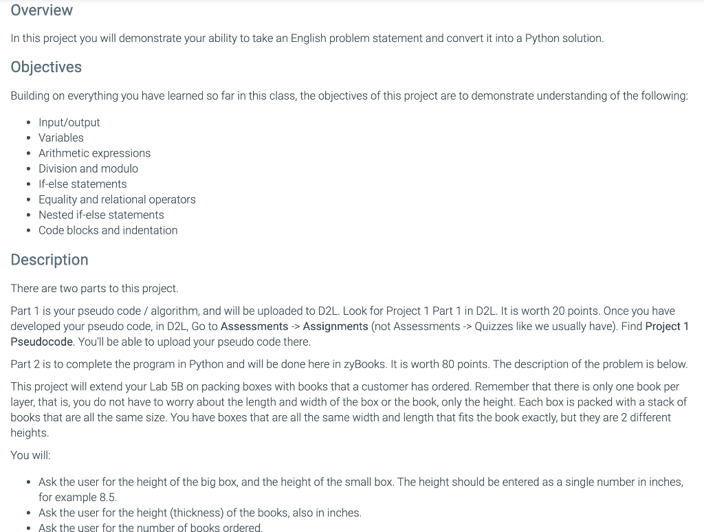 Solved Overview In this project you will demonstrate your | Chegg.com