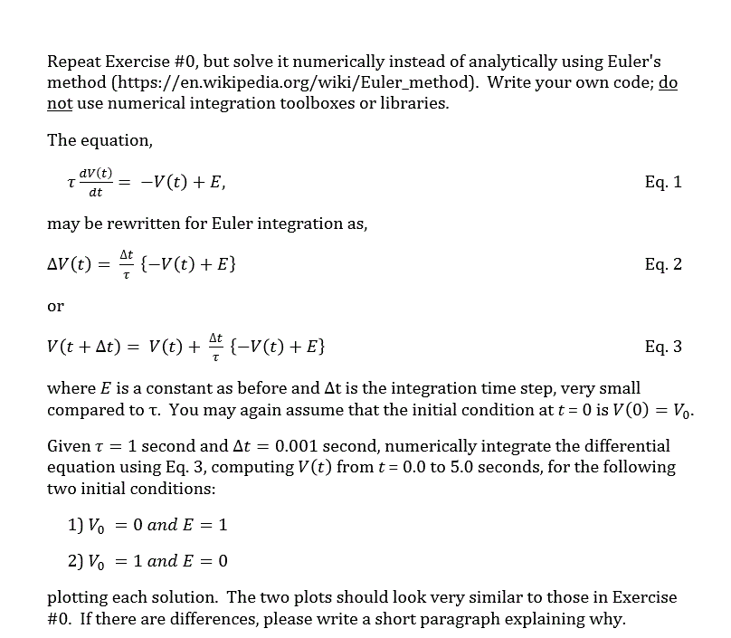 Repeat Exercise 0 But Solve It Numerically Instead 