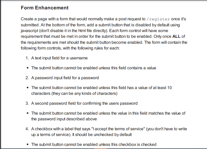 Form Enhancement Create a page with a form that would | Chegg.com