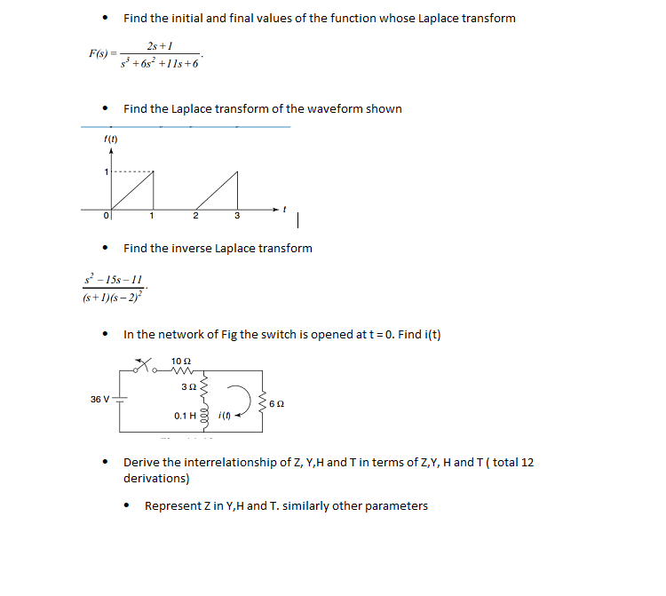 Solved - Find the initial and final values of the function | Chegg.com