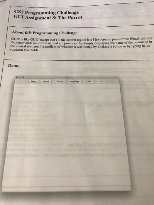 Solved Cs2 Programming Challenge Gui Assignment 8 The