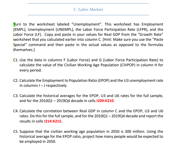 Solved Turn to the worksheet labeled "Unemployment". This | Chegg.com
