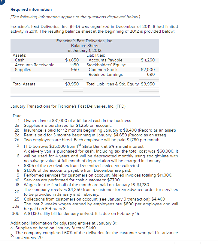 Solved Required information [The following information | Chegg.com