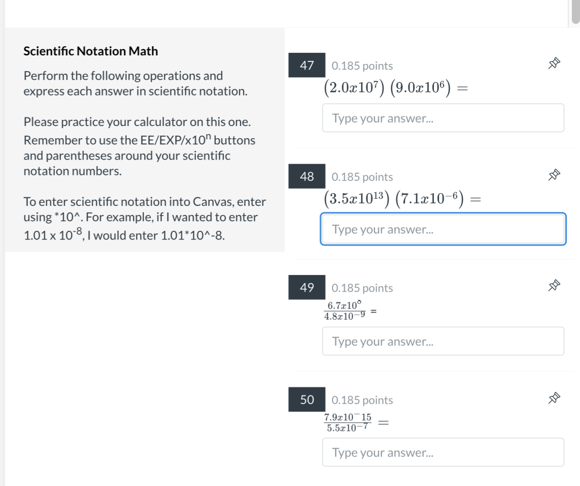 Solved Scientific Notation Math Perform the following | Chegg.com