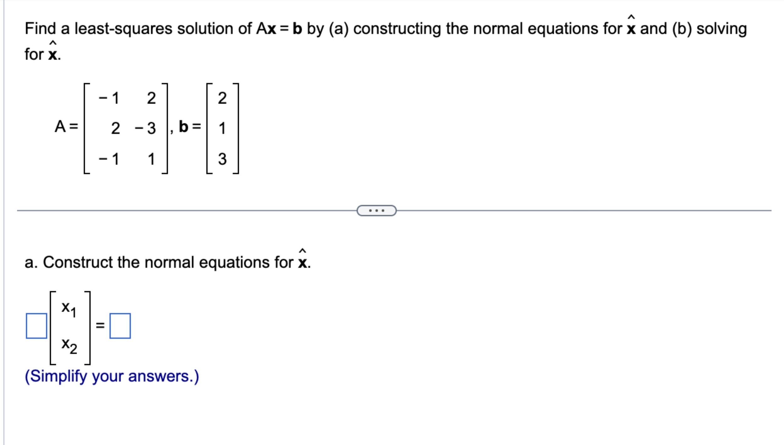 Find a least-squares solution of Ax=b ﻿by (a) | Chegg.com