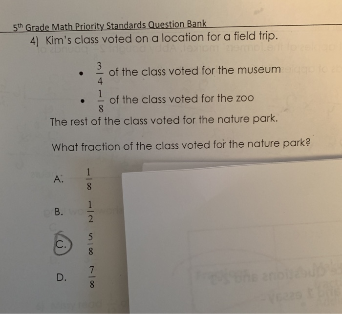 Solved 5th Grade Math Priority Standards Question Bank 4) | Chegg.com