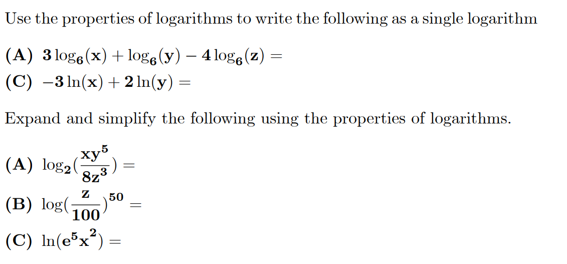 Solved Use the properties of logarithms to write the | Chegg.com