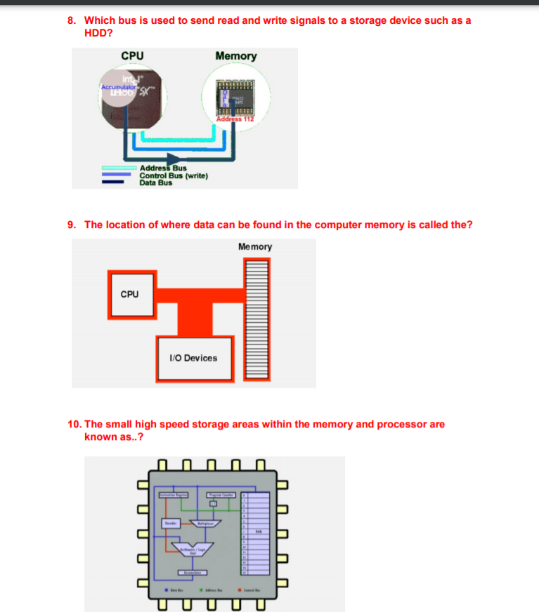 Solved 8. Which bus is used to send read and write signals | Chegg.com