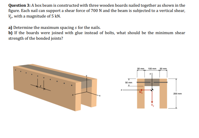 Solved A box beam is constructed with three wooden boards | Chegg.com