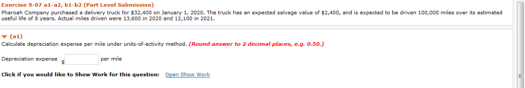 Solved Exercise 9-07 a1-a2, b1-b2 (Part Level Submission) | Chegg.com