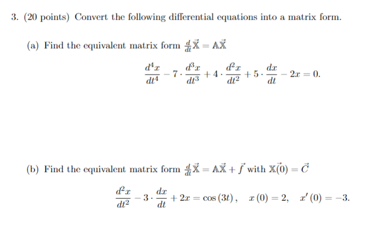 Solved (20 points) Convert the following differential | Chegg.com