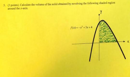Solved 5. (3 points). Calculate the volume of the solid | Chegg.com