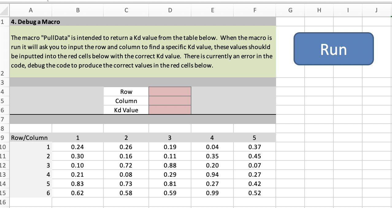 The macro "PullData" is intended to return a Kd value | Chegg.com