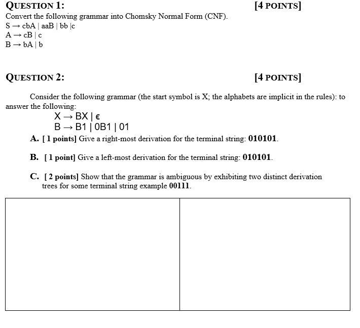 Solved [4 POINTS) QUESTION 1: Convert the following grammar | Chegg.com