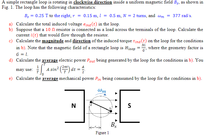 [Solved]: A simple rectangle loop is rotating in clockwise