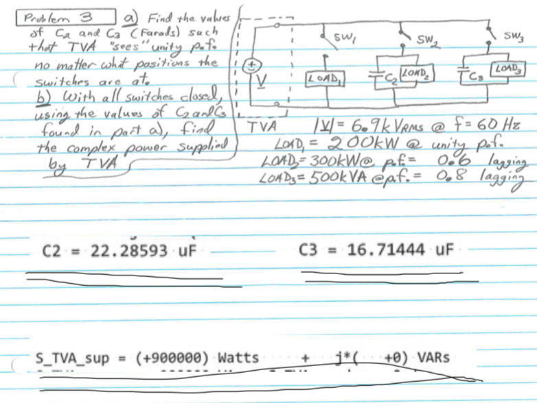 Solved Problem 3a Find the valse Ga and Ca Farals) such Sw | Chegg.com