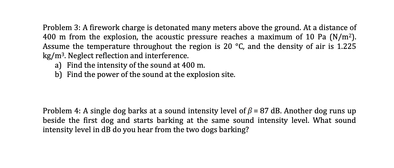 Solved Problem 3: A firework charge is detonated many meters | Chegg.com