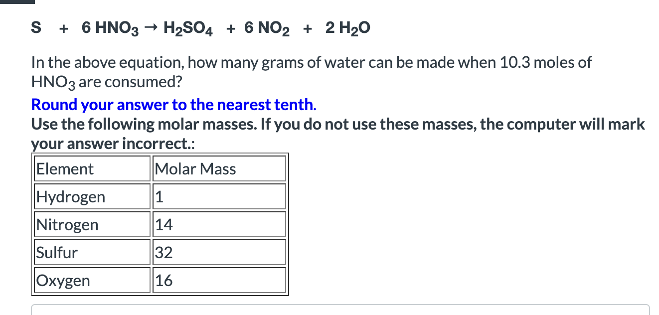 Solved S+6HNO3→H2SO4+6NO2+2H2OIn the above equation, how | Chegg.com