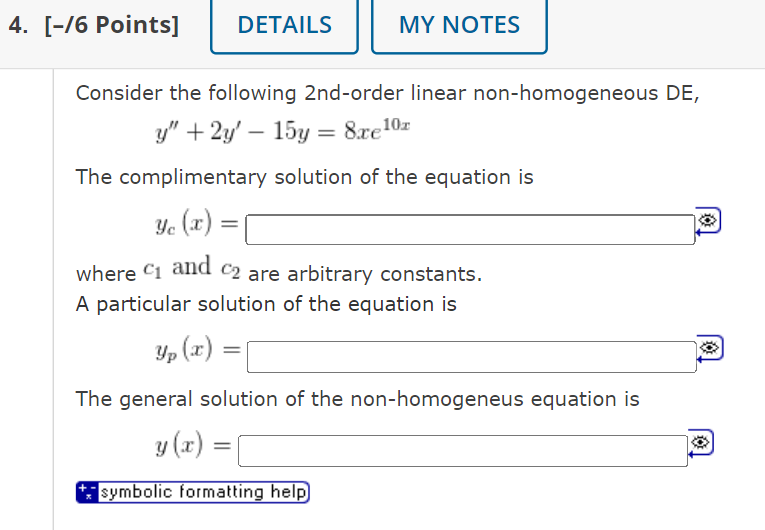 Solved Consider the following 2nd-order linear | Chegg.com