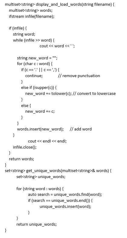 Solved C Using The Provided Wordcount Cpp Code And