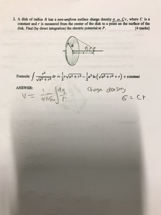 Solved A disk of radius R has a non-uniform surface charge | Chegg.com