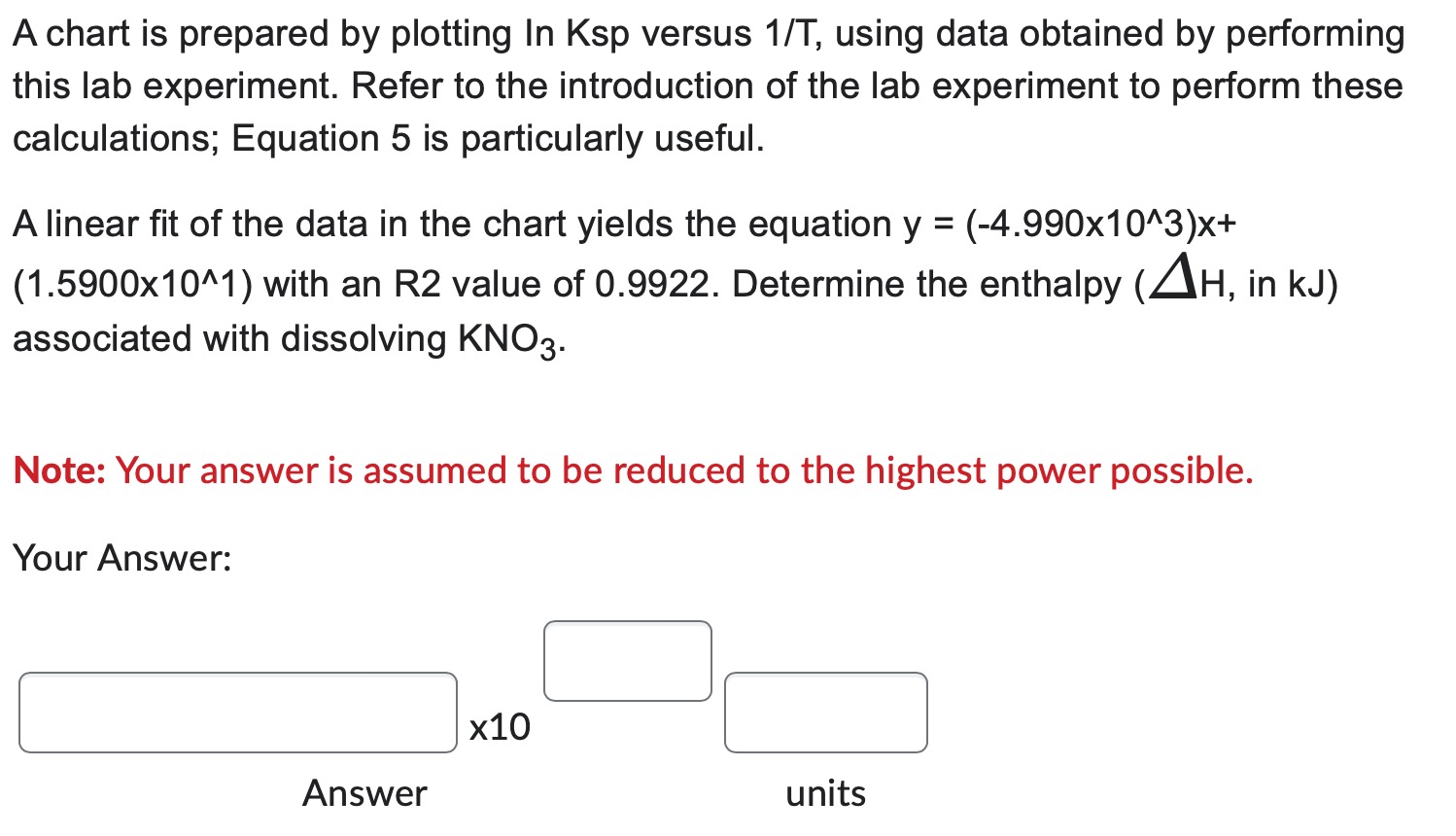 Solved A chart is prepared by plotting In Ksp versus 1T, | Chegg.com