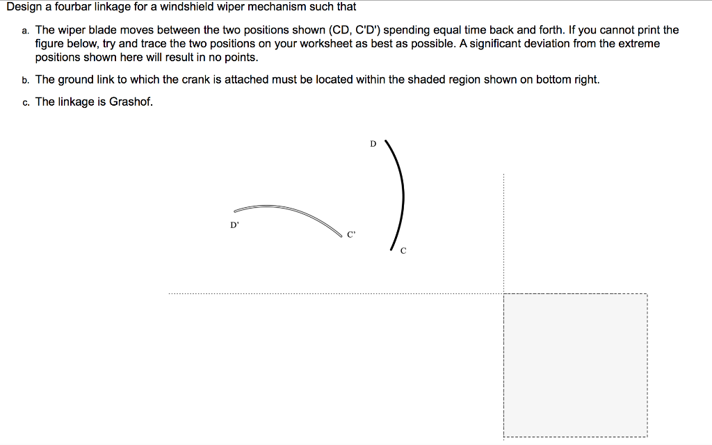 Solved Design a fourbar linkage for a windshield wiper | Chegg.com
