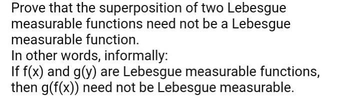 Solved Prove that the superposition of two Lebesgue | Chegg.com
