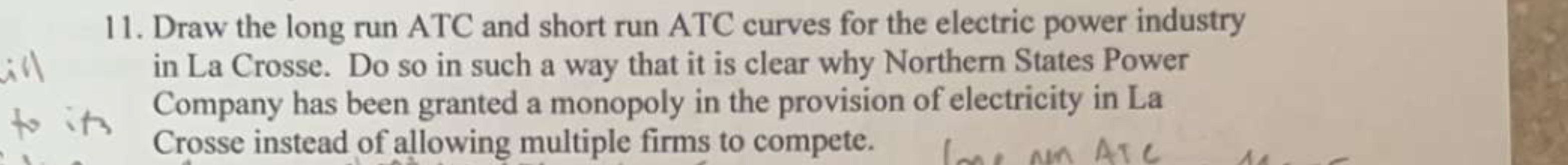 Solved Draw the long run ATC and short run ATC curves for | Chegg.com
