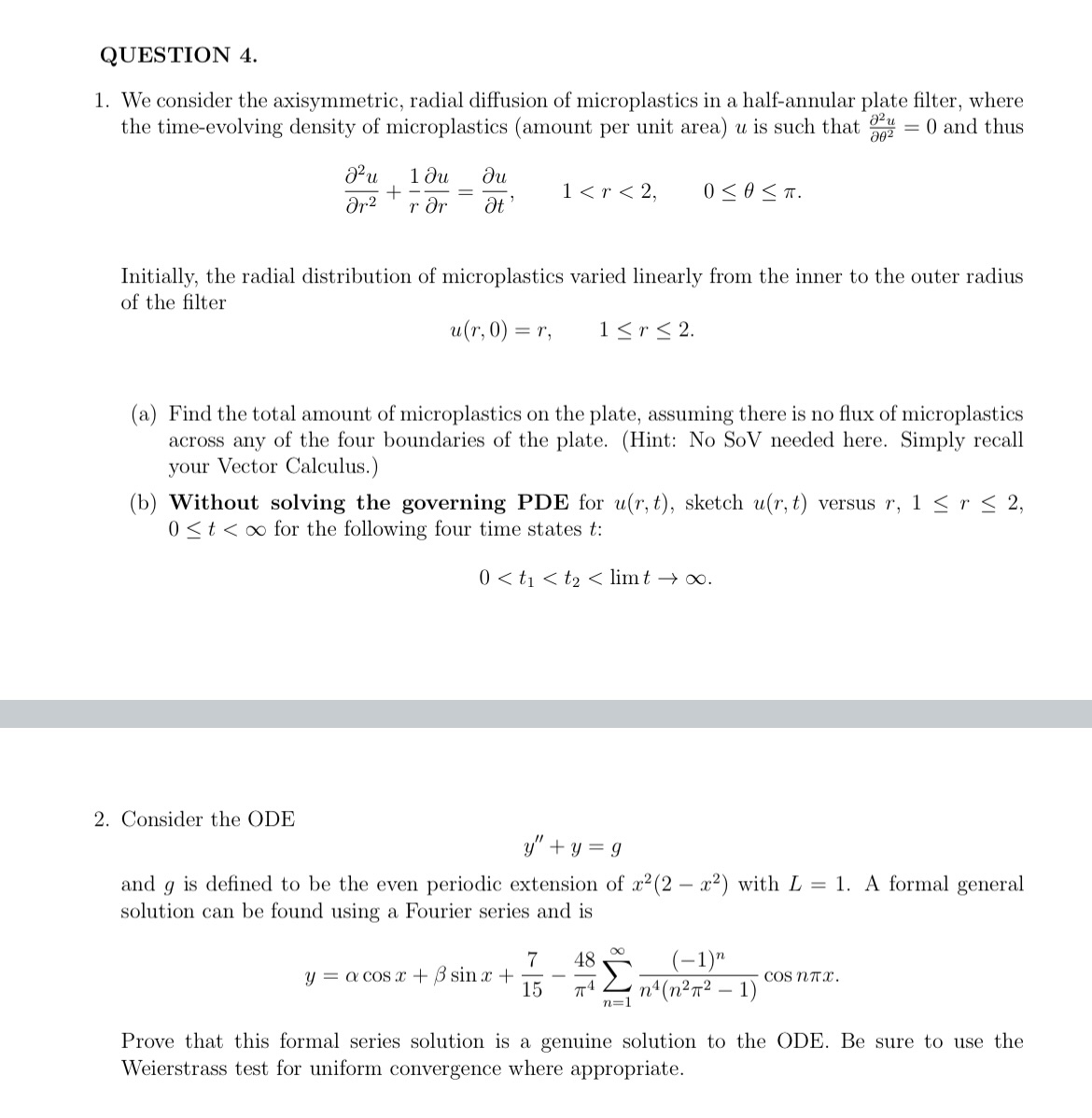 Solved 1. We consider the axisymmetric, radial diffusion of | Chegg.com