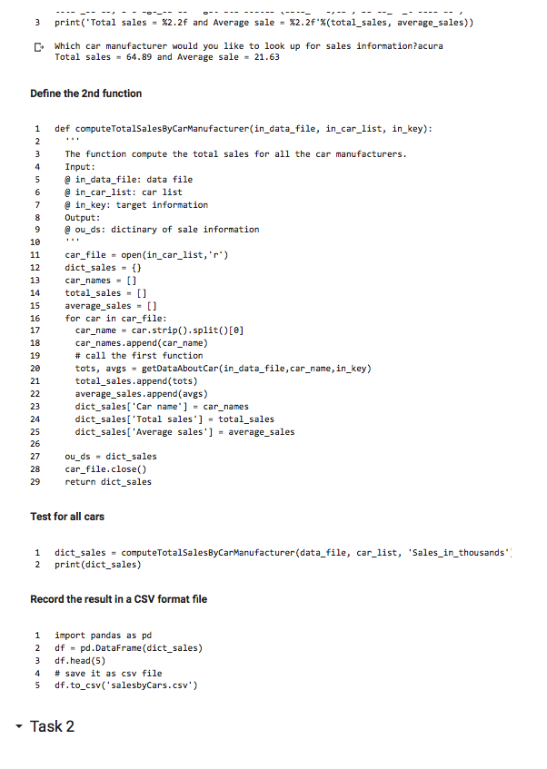 Solved Lab 3: Car Sales problem You are providee with two | Chegg.com