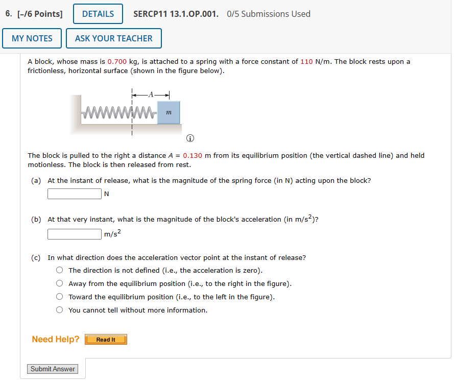 Solved -/6 Points] SERCP11 13.1.0P.001. 0/5 Submissions Used | Chegg.com