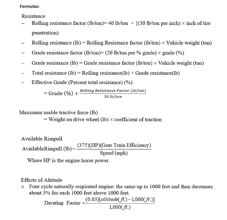 Solved Formulas: Resistance Rolling resistance factor | Chegg.com