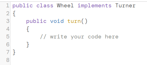 Create An Interface Named Turner With A Single 