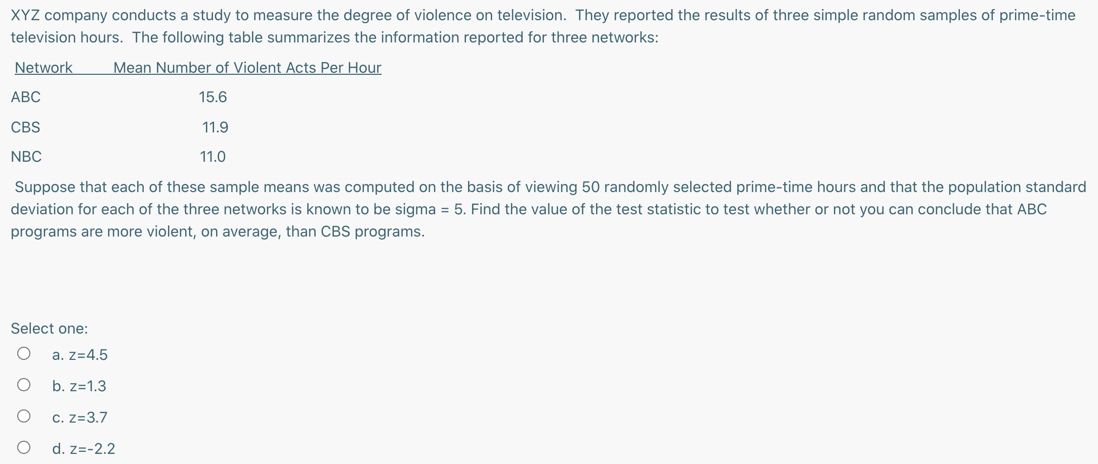 Solved XYZ company conducts a study to measure the degree of | Chegg.com