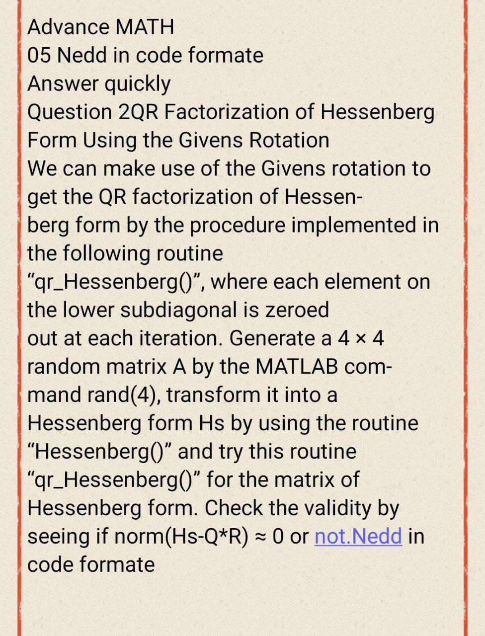Solved Advance MATH 05 Nedd in code formate Answer quickly | Chegg.com