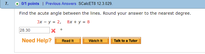 Solved 7. 0/1 points| Previous Answers SCalcET8 12.3.029 | Chegg.com