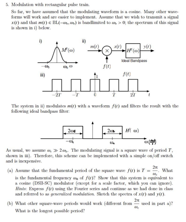 Solved Modulation with rectangular pulse train.So far, we | Chegg.com