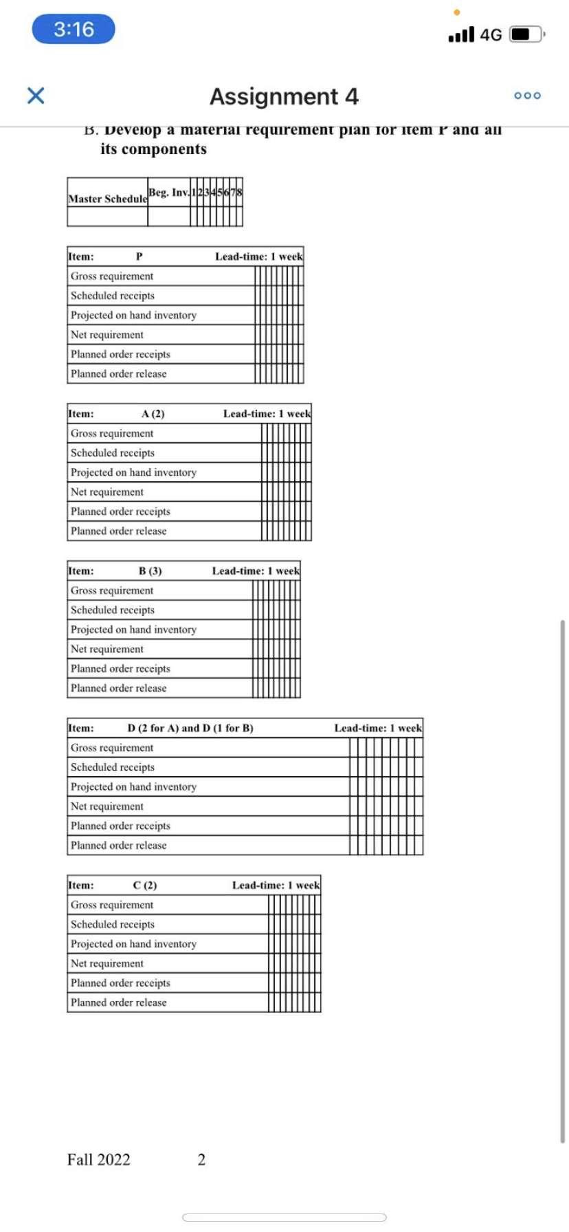 Solved Problem 2: Chapter 12 - MRP and ERP Given the | Chegg.com