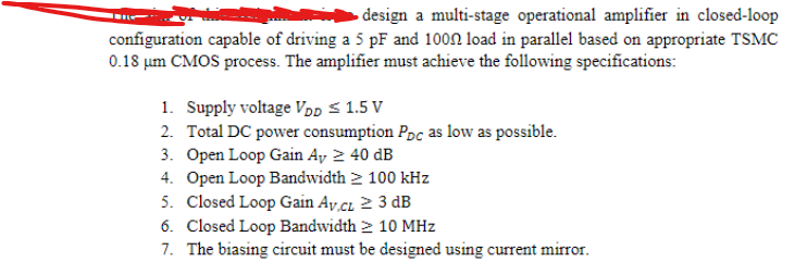 Solved design a multi-stage operational amplifier in | Chegg.com